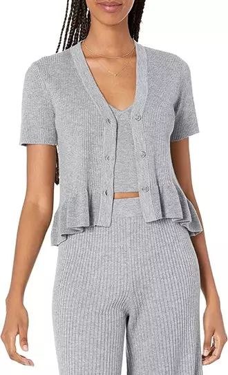 Theroha Catalina Peplum Rib Cardigan Top