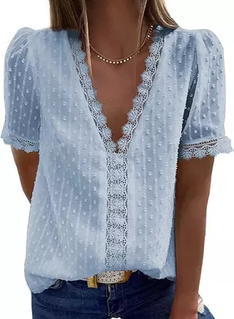 FARYSAYS Lace Short Sleeve Top