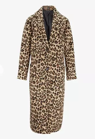 Mahabang Faux Leopard Fur Coat