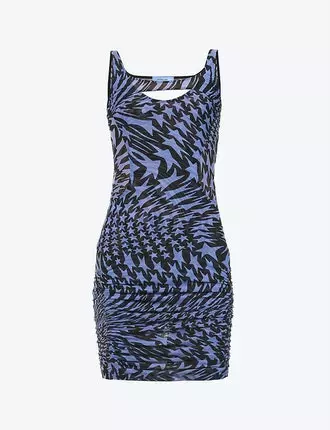 Mugler Star Print Semi-Sheer Mini Dress