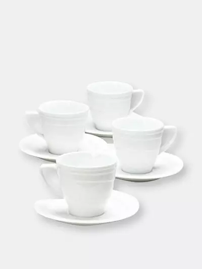 BergHOFF Elan 8.6oz Porcelain Tea Cup le Saucer, Sehlopha sa 4: setšoantšo sa 1