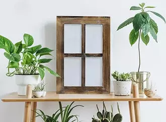 Greenco Igiti cya Rustic Umusozi Window Frames