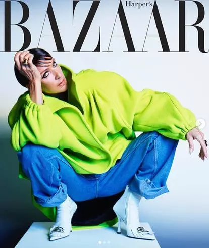 Celine Dion-un 'Harper's Bazaar' qapağında kəsilmiş qara pixie onun ikon statusunu möhkəmləndirir 296190_2