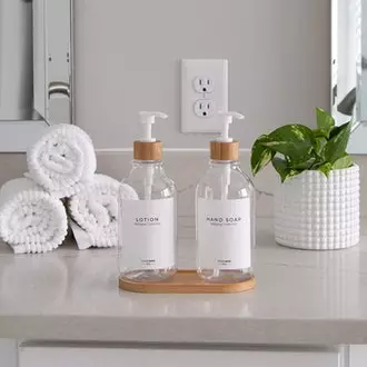 I-MaisoNovo Bamboo Soap Dispenser kanye nethreyi