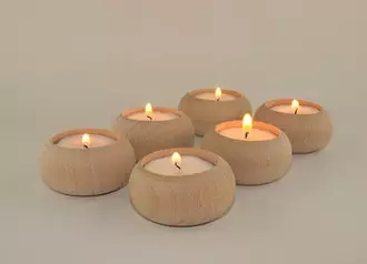 Homefortable Wood Candle Holders (Seti ye6)