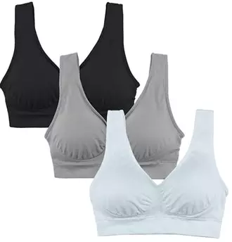 Cabales 3-Pack Seamless Wireless Sports Bra b'Pads li jistgħu jitneħħew