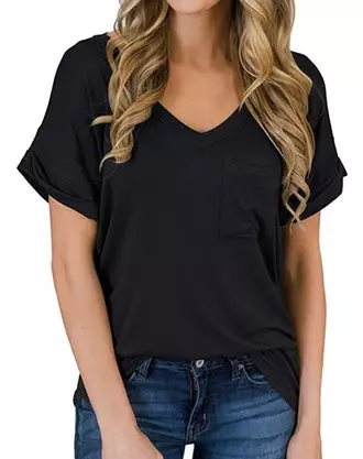 MIHOLL Sleeve Short Sleeve V-Neck Shirt