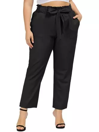 Hanna Nikole Plus Size Cropped Paper Bag Pants