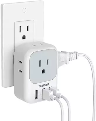 TESSAN Multi Plug Outlet Extender מיט וסב