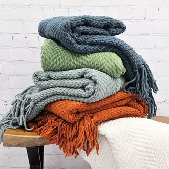 Hjem Soft Things Throw Teppe Strikket Tweed Throw