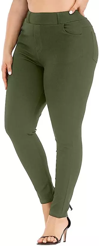 ALLEGRACE Plus-Size Pull-On Skinny Pants