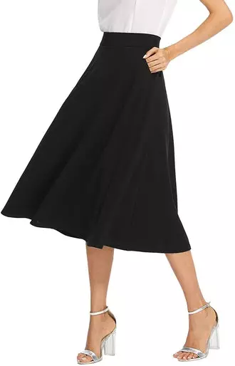 SheIn A-Line Midi Skirt Tare da Aljihu