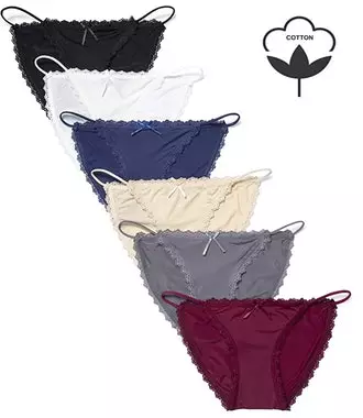 Camelia String Bikini kilòt koton (6-pake)