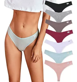 FINETOO Low-Rise, V-front, Thong Thong (7-Pack)