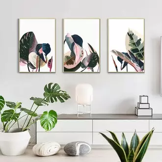 ArtbyHannah Botanisk inramad canvas väggkonst (3-pack)