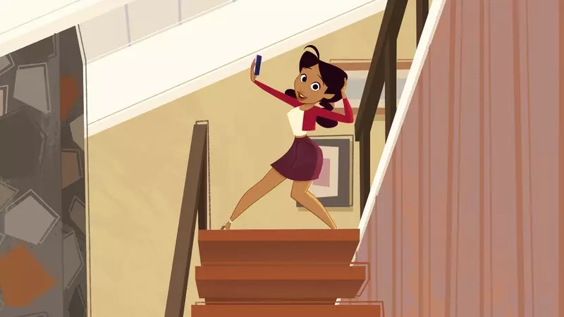 Penny Proud coborând scările în „The Proud Family: Louder And Prouder”.